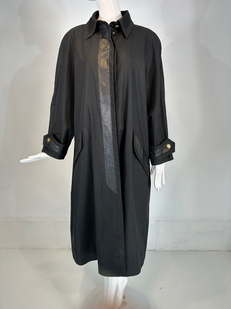 Chanel Black Duster Style Distressed Vintage Raincoat 1980s 40 – Palm ...
