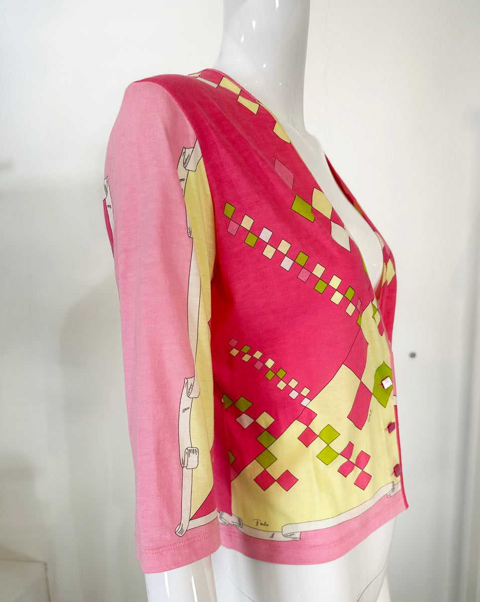 SOLD Emilio Pucci Fine Cotton & Silk Knit V Neck Button Front Cardigan ...