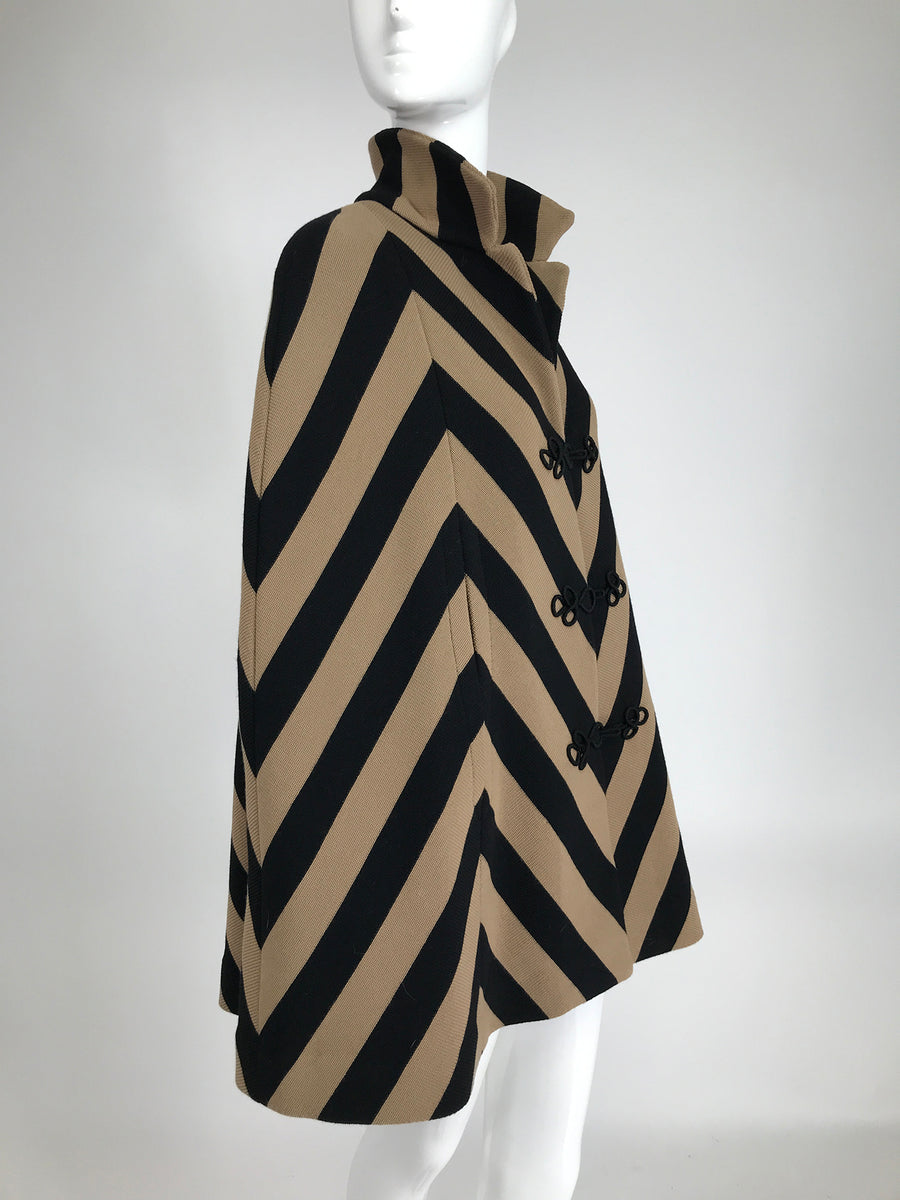 SOLD 1960s Made in Italy Black & Tan Stripe Knit Cape – Palm Beach Vintage